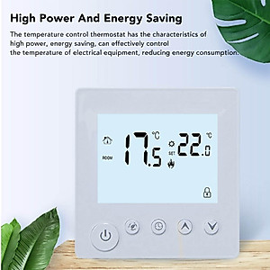 Digital Thermostat, 4500W Intelligent Floor Heating Temperature Control Thermostat with Memory Storage for Home Office Mall, AC 90V-240V, K1H16A (White)