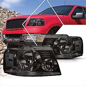 2Pcs Replacement Headlights Assembly Compatible with Ford F150 04-08/Lincoln Mark LT 06-08,Smoked Lens/Clear Corner