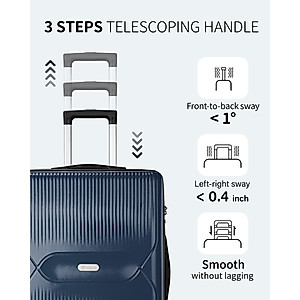 Zitahli Luggage Sets 2 Piece, All Expandable Suitcase Set, Carry On Luggage Set, PC Hard Case Luggage with TSA Lock Spinner Wheels YKK Zippers, 20in 28in (Navy Blue)