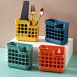 HEMOTON Cutlery Caddy Organizer Wall Mount 2 Compartment Utensil Spatula Forks Spoons Knives Holder Kitchen Countertop Storage Silverware Organizer 3pcs