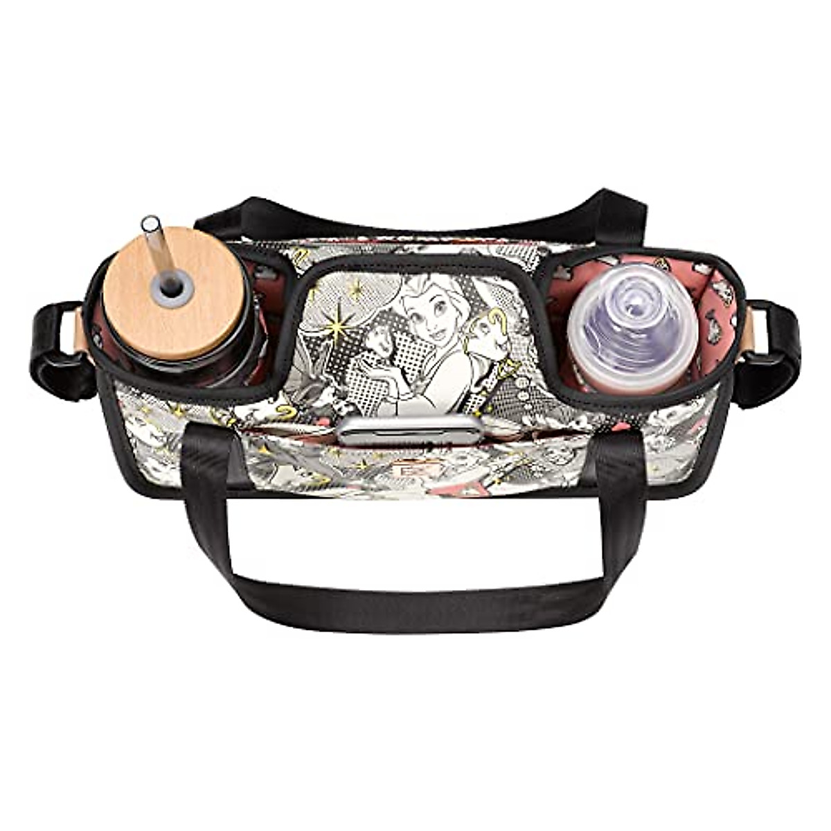 Petunia Pickle Bottom Wander Stroller Caddy | Perfect Baby Caddy to Keep Everything Organized | Multiple Carry Positions - Fits Most Strollers | Disney's Beauty & The Beast - Pop Art Belle