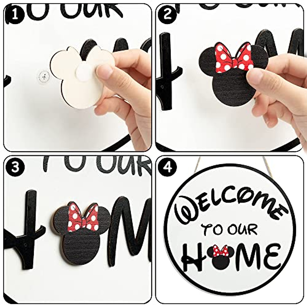 19Pcs Mouse Seasonal Interchangeable Welcome Door Sign Welcome to Our Home Hanging Signs Wooden Round Decorative Plaques Set for Autumn Halloween Thanksgiving Christmas Home Porch Decor