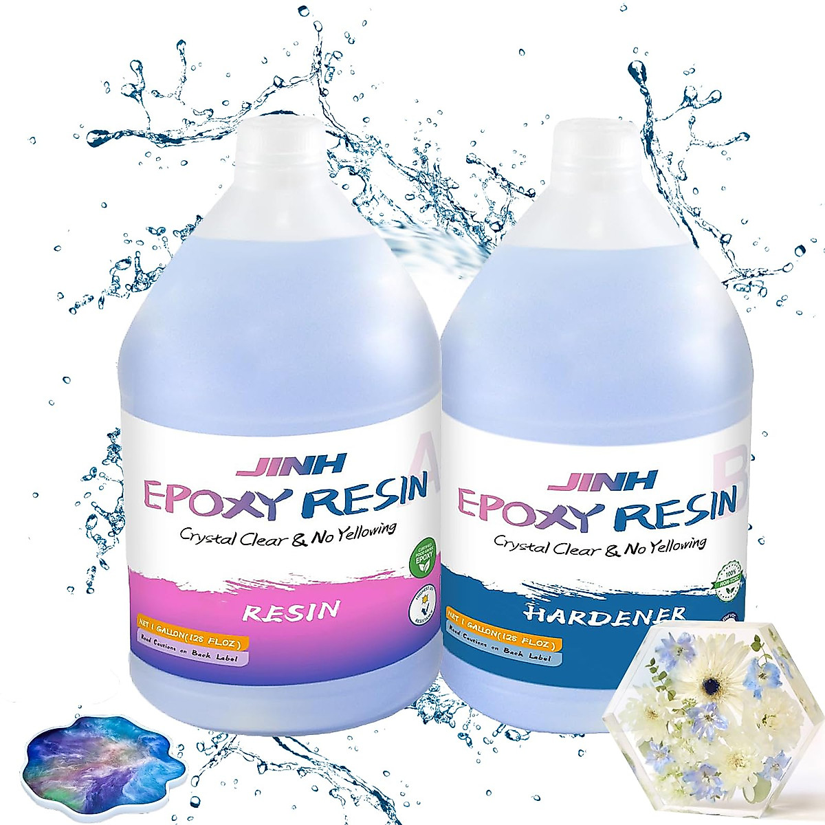 Food Safe Two Part Epoxy Resin, No Yellowing and Bubble, Self Leveling with High Gloss, UV & Heat Resistant, Clear Resin Set for Jewelry Making, Art, Craft, River Tables, Beginner Friendly (16oz)