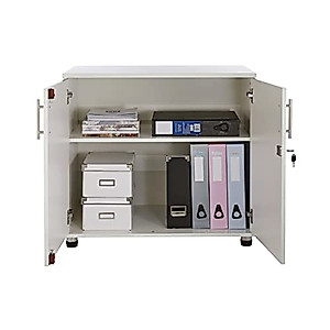 MMT Furniture 2 Door Locking Office Storage Cabinet - File Cabinet Organiser Cupboard - Wooden Filing Cabinet - Free Standing Adjustable Shelves Bookcase - Desk Extension Cabinet