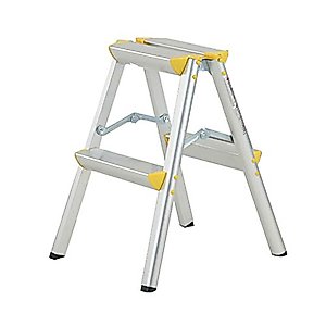 PENGJIE Folding Ladder Step Stool Ladder Stool 2 Step Folding Aluminum Heavy Duty Steel Portable Anti Slip Mat Tread Compact 150 Kg Capacity