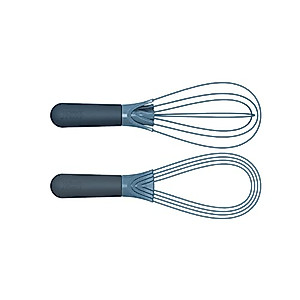 Joseph Joseph 981000 Twist Whisk 2-In-1 Collapsible Balloon and Flat Whisk Silicone Coated Steel Wire, Sky
