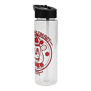 Five Nights At Freddy's Red Transparent 24 Ounce BPA-Free UV Plastic Water Bottle