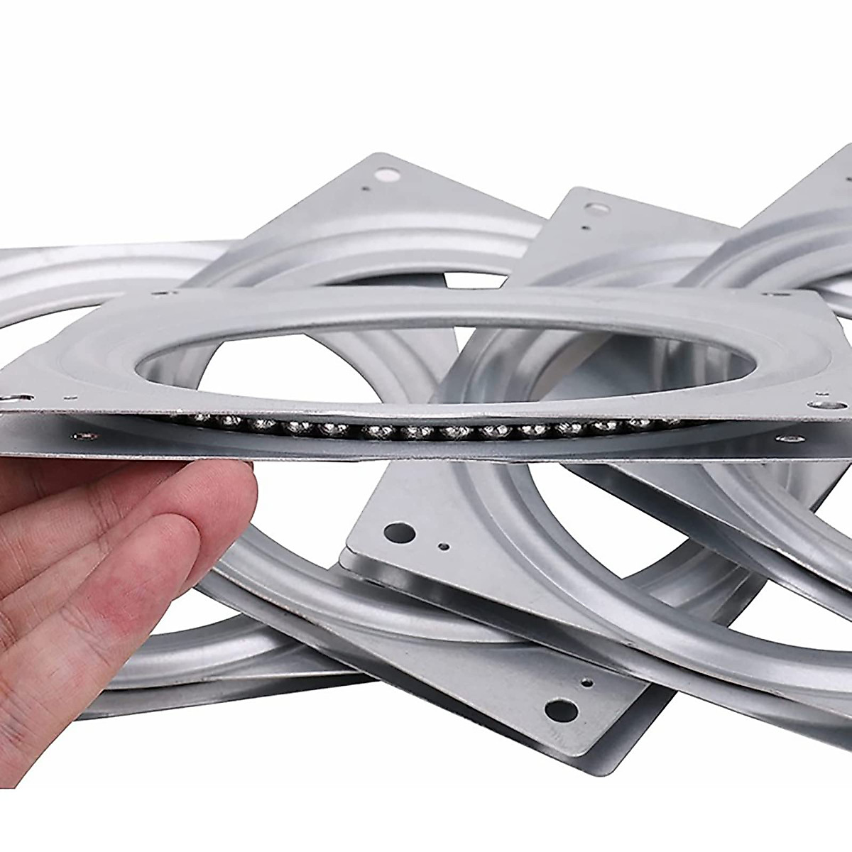 Richohome 6 Pack 6 Inch Lazy Susan Hardware, Square Rotating Bearing Plate, Lazy Susan Turntable Bearing for for Serving Trays, Kitchen Storage Racks, Craft Table, Zinc Plated Steel Swivel Plate