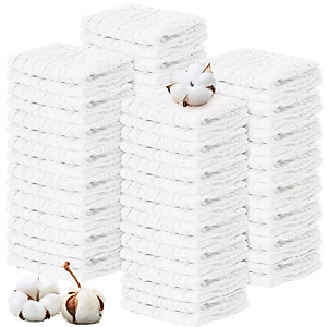 60 Pack Baby Muslin Washcloths Muslin Burp Cloths 6 Layer Soft Absorbent Face Towel, 12 x 12 Inch Burp Rags Natural Newborn Bath Essentials for Baby Infant Kids Sensitive Skin, Baby Registry as Shower