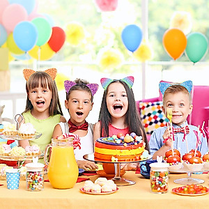 FRCOLOR Cat Ears Headband, Glitter Sequin Ear Headbands Metal Hair Hoops for Daily Party, 12Pack