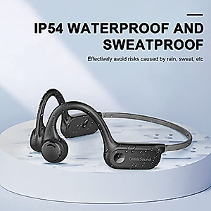 CelsusSound Bone Conduction Headphones, Open-Ear Bluetooth 5.2 Sport Headphones up to 10H Playtime, Built-in Mic Wireless Earphone, IP54 Waterproof Headset for Workouts and Running