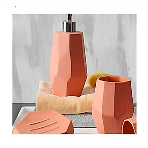 HNSYYUEYOU Soap Dispenser Set Household Ceramic Soap Dispenser Wash Mouth Cup Storage Soap Tray Toothbrush Cup Bathroom Five-Piece Set (Color : A)