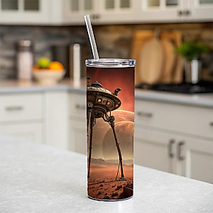 Martian Tripod War Machine Sci-fi From War Of The Worlds Skinny Tumbler 20oz with Straw Insulated Water Bottle Gift