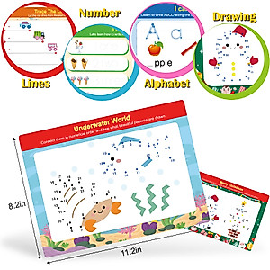 Uranus&No.1 Preschool Learning Activities Handwriting Practice Book for Kids, Toddlers Educational Montessori Toys Learn to Write Tracing Number Letters Workbook for 3 4 5 6 Years Old Kindergarte