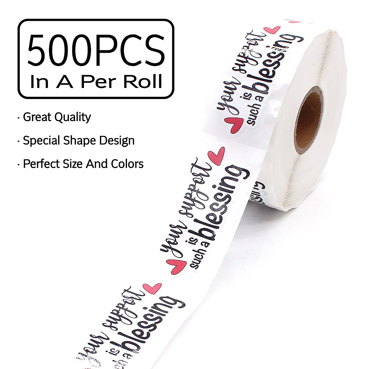 1.5'' Your Support is Such a Blessing Stickers,Thank You Stickers,Handmade Stickers,Business Stickers,Envelopes Stickers for Online Retailers,Handmade Goods,Small Business,500 Labels Per Roll