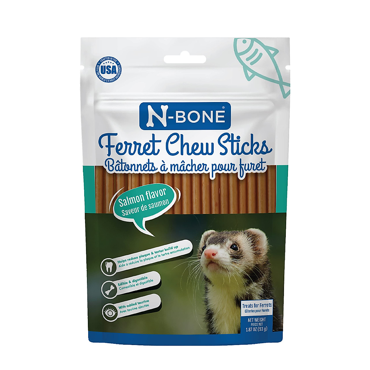 N-Bone Ferret Chew Sticks Salmon Flavor, 1.87-oz Bag