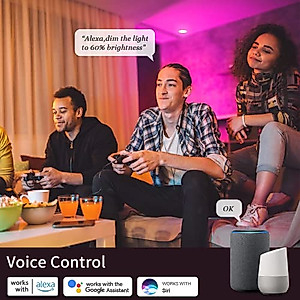 Smart LED Recessed Lighting 6 Inch, IC Rated & ETL Certified Recessed Ceiling Light, RGB & Cool & Warm White Dimmable Color Changing Downlight Work with Alexa/Google, Sync to Music, 1200Lumen,6 Pack