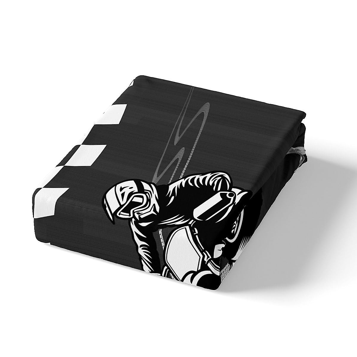 Erosebridal Boys Bedding Set Full Dirt Bike Comforter Cover, Extreme Sport Bed Set Teens Adults Motocross Duvet Cover, Black White Grid Quilt Cover, Black Reversible 3pcs Breathable