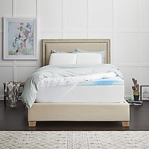 4" SealyChill™ Gel + Comfort Memory Foam Mattress Topper with Pillowtop Washable Allergen Resistant Cover, Full White