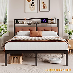 OSASET King Size Bed Frame - King Bed Frame with Headboard and Galaxy Projection Lights, 18 in Heavy Duty Metal Bed Frame No Box Spring Needed with USB Charging Station- Easy Assembly and Noise Free