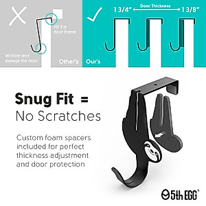 5th EGG Over The Door Hooks for Hanging Towels, Clothes, Coats & Robes for Bathroom and Bedroom Door Hanger Hook Heavy-Duty Metal, Black and White, Hanging Sloth Gift Idea (2-Pcs)