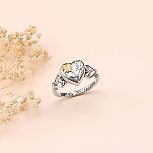 HOOHWE Sterling Silver Cremation Jewelry Sunflower Urn Rings Holds Loved Ones Ashes, You Are My Sunshine Heart Urn Ring Keepsake Cremation Ring Memorial Jewelry for Ashes for Women Men