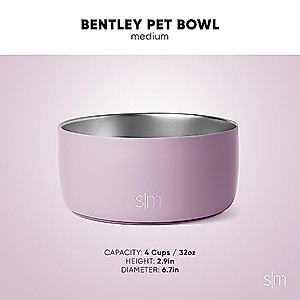Simple Modern Stainless Steel Pet Water Bowl for Dogs & Cats | Insulated Stainless Steel Food Bowls for Dog Cat | No Tip No Slip BPA Free | Bentley Collection | Medium (4 Cups) | Sea Glass Sage