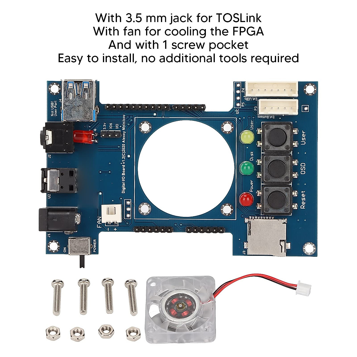 Digital IO Board,Professional Manual Soldering V1.2 for Mister FPGA 7 USB Port IO Board for Terasic Nano Accessories