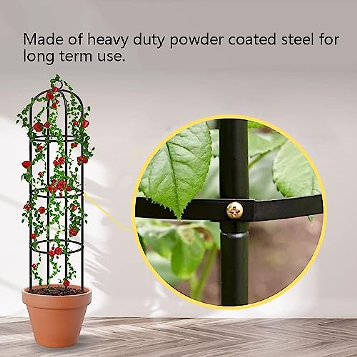 Black Trellis Coated Metal Garden Rose Decor Trellis,Flower Climbing Frame, for Climbing Plants, Roses and Flowers(18.5 * 2.9M)