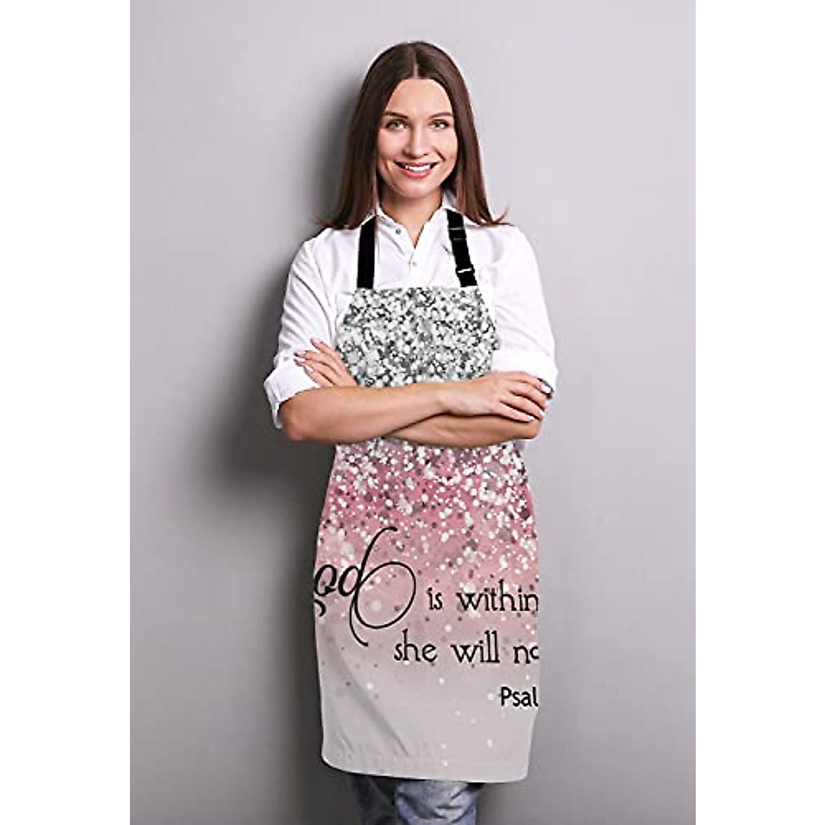 Lefolen PSALM 46:5 God is Within Her,She Will not Fall- Bible Verse Apron Home Kitchen Waterproof Cooking Baking Gardening for Women Men
