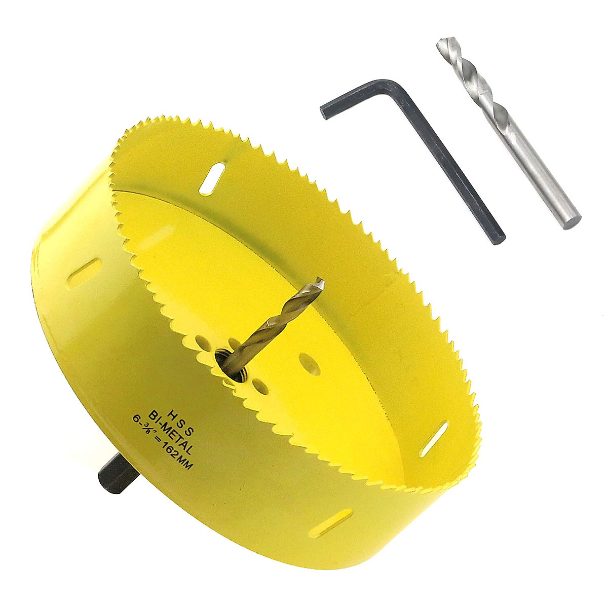 Antrader Heavy Duty 162mm/ 6-3/8" Bi-Metal Hole Saw, 38mm Depth High Speed Steel Wood Hole Cutter Bit with 1/2" Hex Shank Arbor for Cutting Wood, Soft Metal, Drywall, Plastic, Fiberboard