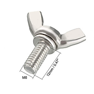 uxcell Wingbolt Butterfly Wing Thumb Hand Screws Bolts M6x12mm 1mm Pitch Carbon Steel 10pcs
