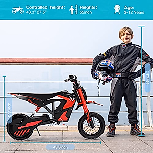EVERCROSS EV12M Electric Dirt Bike,300W Electric Motorcycle,15.5MPH & 9.3 Miles Long-Range,3-Speed Modes Motorcycle