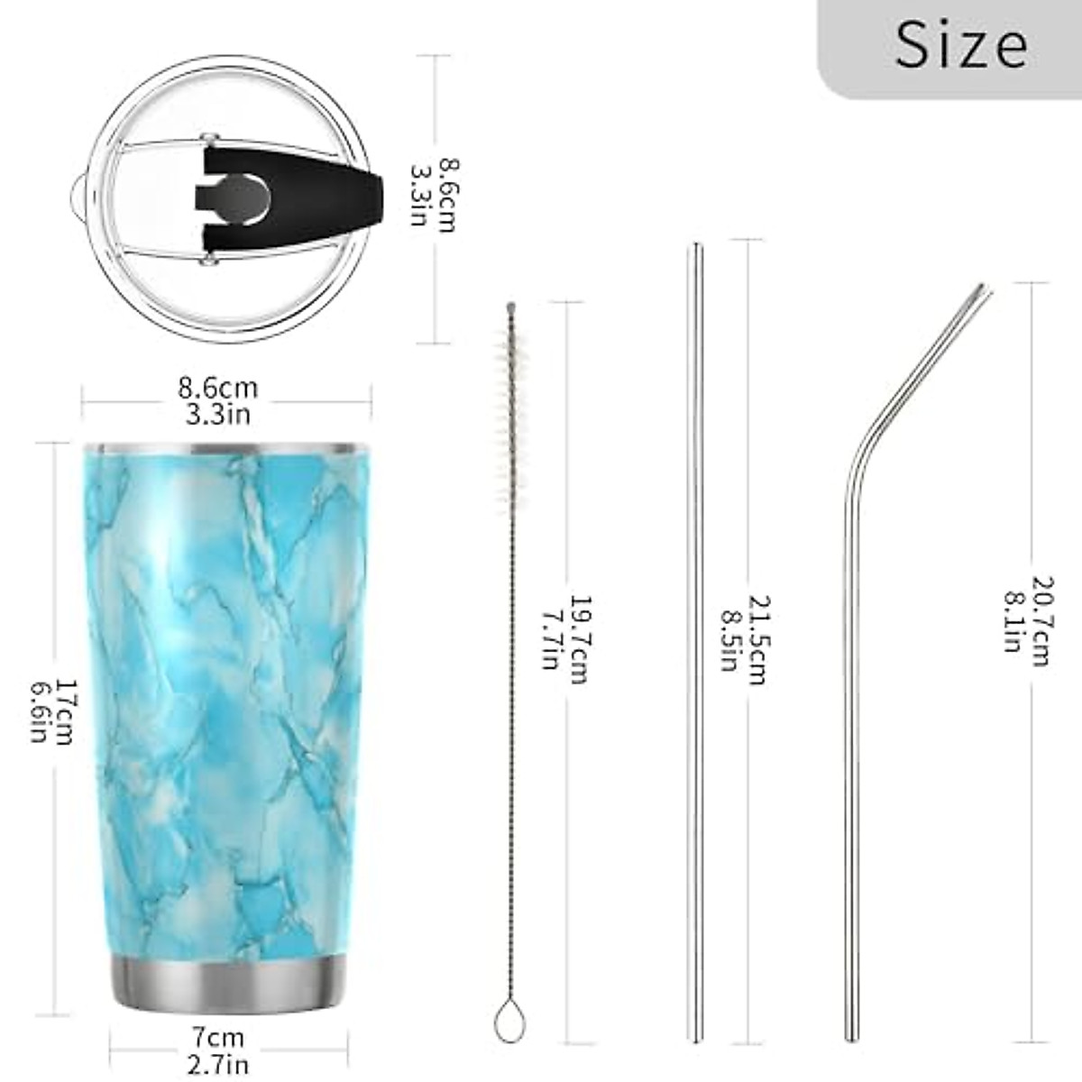 Blue-green Irregular Marble Texture Stainless Steel insulated water bottle with straw with Lid and Straw coffee mug for men for Home, Office or Car portable tumblers with lids and straws vaso