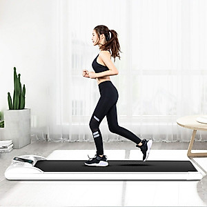 Slim Flat Treadmill Under Desk Treadmill,0.5HP Electric Treadmill Walking Jogging Machine with Remote Control and Touchable LED Display for Home Office 1-7KM/H