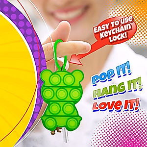 JA-RU Pop It Keychain Bubble Fidget Toy (144 Units Assorted) Sensory Toys Push Cheap Popper Popping Toy Cheap Popper Fidget Toy Pack Stress Relief Toy Game Birthday Party Favors Stuffers 4781-144s