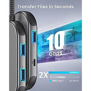 YBW 10Gbps USB C Hub, SAILLIN USB-C Hub with 3 USB 3.1/3.2 Gen 2 Ports and USB C 100W PD Charging Port, Super-Speed Thunderbolt/USB C to USB A Adapter Compatible with MacBook Pro/Air, XPS, and More