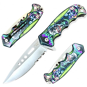 Pocket Knife Joker Super Knife Spring Assisted Open 8.5" Green Handle