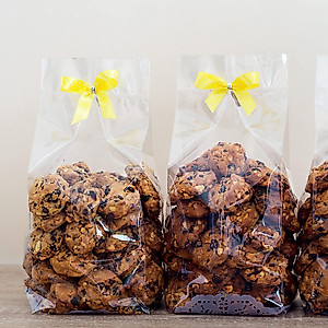 Yotelab Flat Bottom Cellophane Bags, 5x3x12 Inches Gusseted Cellophane Bags With Paper Insert,100 Pieces