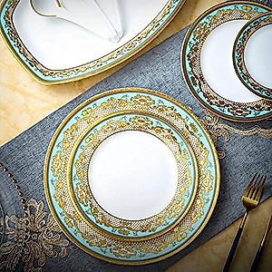 Porcelain Plate and Bowl Set,Dinnerware Set for Home or Special Restaurant, Ceramics Dinner Set, 59 Pieces High-Grade Phnom Penh Porcelain Dinnerware Sets | Soup Pot/Plate/Bowl - Bone China Combinati