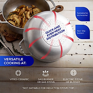 Universal Large Caldero 47 Cups - 17 QT / 16 L, Stainless Aluminum Pot, Even Heat Distribution and Fast Cooking Dutch Oven Pot with Lid, Ergonomic Handles, Ideal for Rice, French Fries, and More