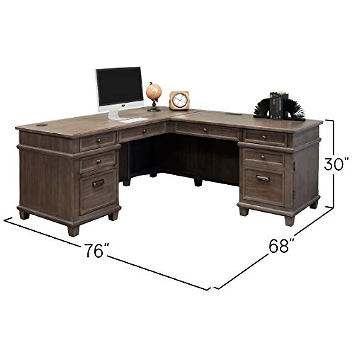 Martin Furniture Desk And Return, Weathered Dove