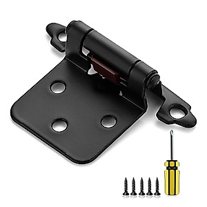 Ravinte 30Pack 15Pairs 1/2”Overlay Cabinet Door Hinges Kitchen Cabinet Hinges Black Semi-Concealed Hinges Face Mount Self-Closing Cabinet Hinges W/Door Bumpers&Screwdriver