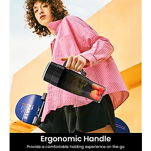 Portable Blender, 300W Blender for Smoothies and Shakes, 22 oz Smoothie Blender with 6 Blades, BPA Free, USB-C Rechargeable, Handle and Straw Lid, Mini Travel Blender for Anywhere, Black