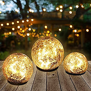Garden Solar Lights,Globe Solar Light Outdoor Cracked Glass Jar Ball Solar Lights,Waterproof Warm White Solar Garden Lights for Walkway Patio Yard Lawn Birthday Party Decoration 1 Pack(3.9”)