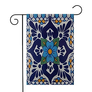 Double-sided garden flag Talavera Mexican Tile Outdoor Flag Garden Flag Yard Outdoor Decoration （12×18in）.