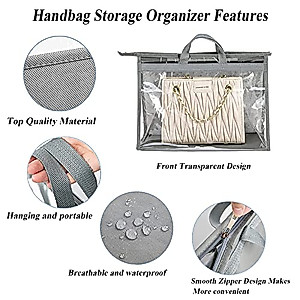 Loloka 10 Packs Clear Handbags Storage, Extra Size Purse Storage Organizer for Closet with Zipper and Handles (10 Packs)