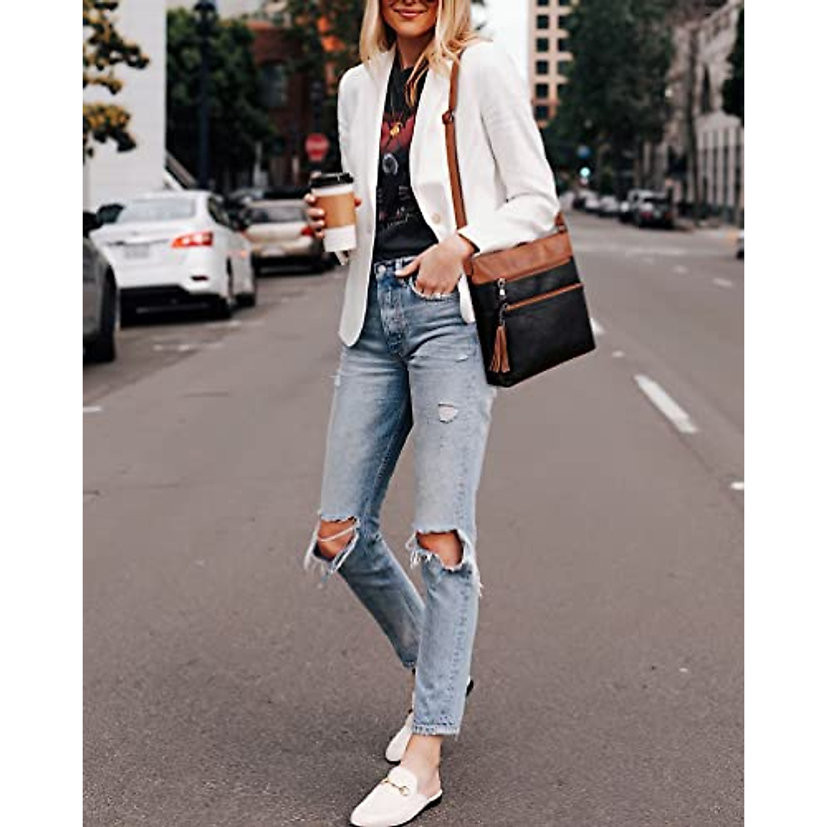 MASINTOR Crossbody Purses for Women, Multi Pocket Casual Crossbody Bag, Adjustable Strap Shoulder Bag with Tassel