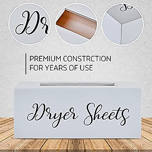 Laundry Dryer Sheet Storage Box/Dispenser for softener, fabric sheets. Elegant & classy to enhance any laundry area, WHITE