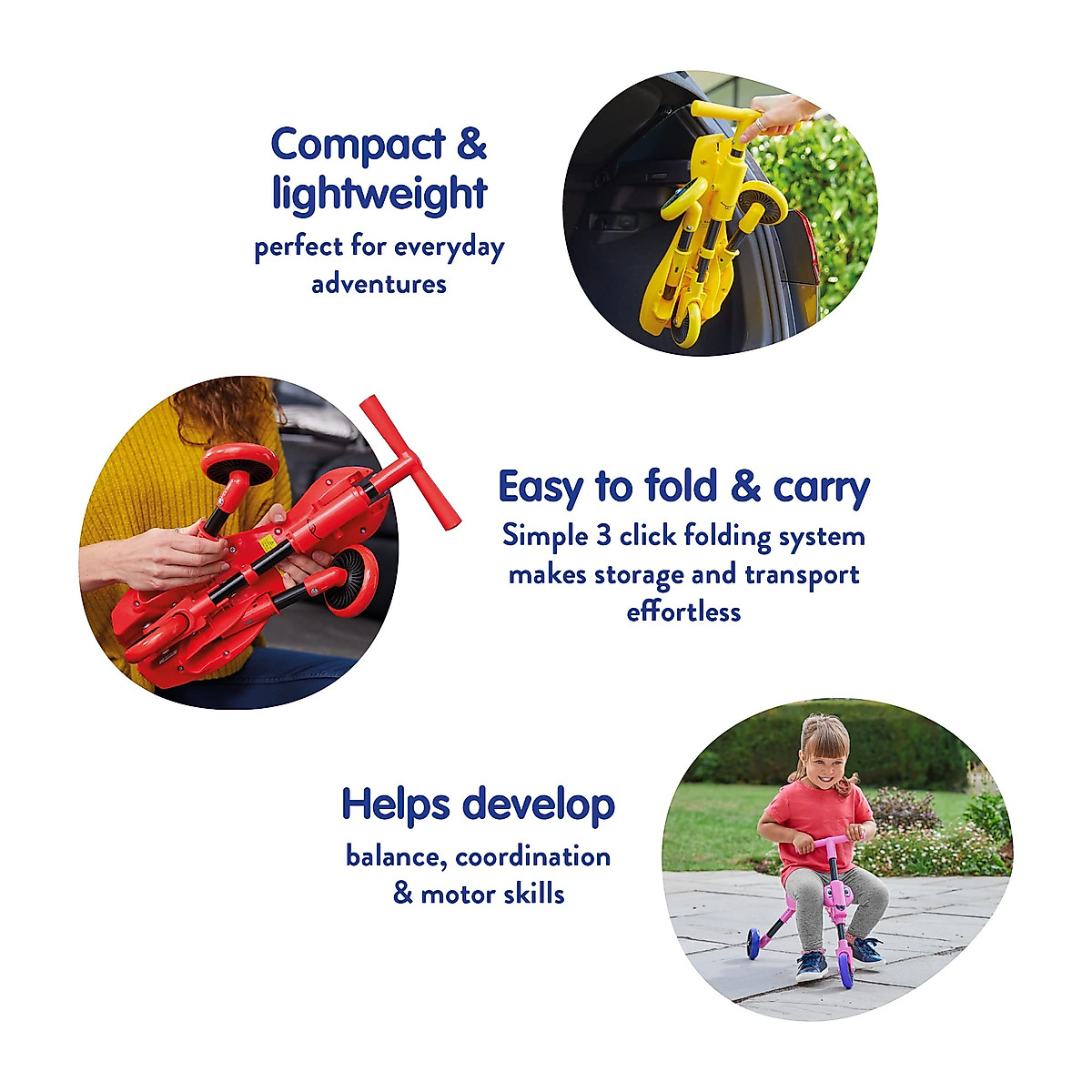 Scuttlebug Ride On - Walking Tricycle with a Foldable Design - Red